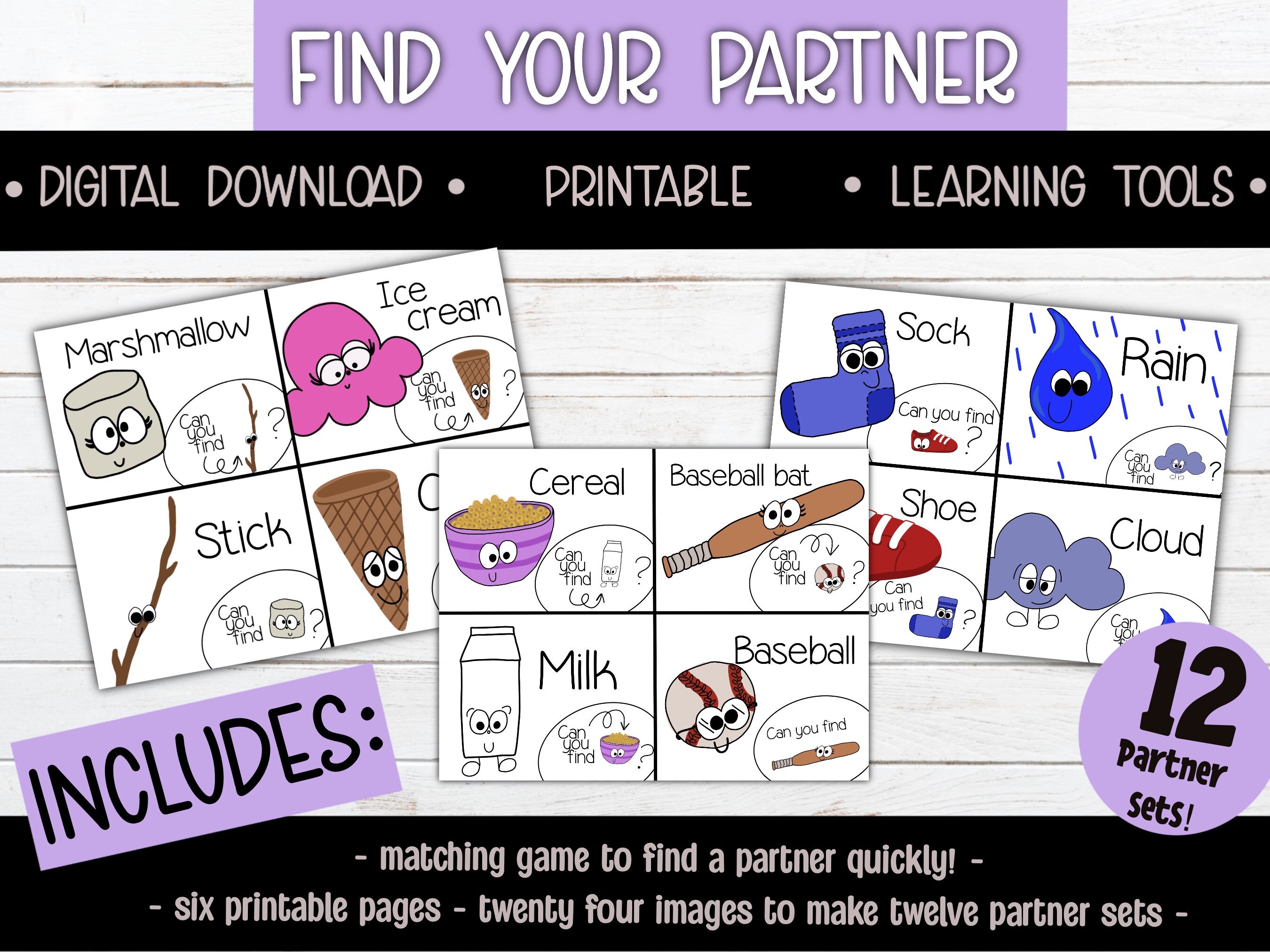 Find Your Partner - Partner Cards - Classroom - Classroom Organization ...