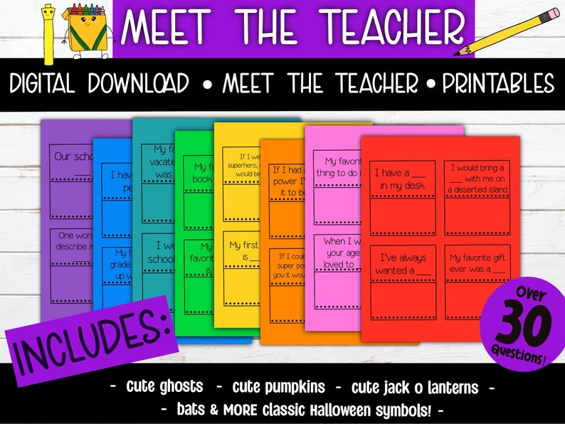 Meet the Teacher - Game - Printable - Ice Breaker - Writing Prompts ...