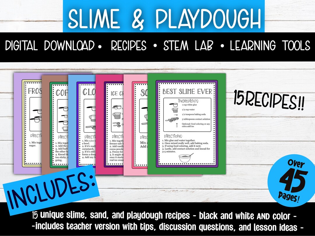 Playdough and Slime 15 Recipe BUNDLE - Classroom - Homeschool - STEM ...