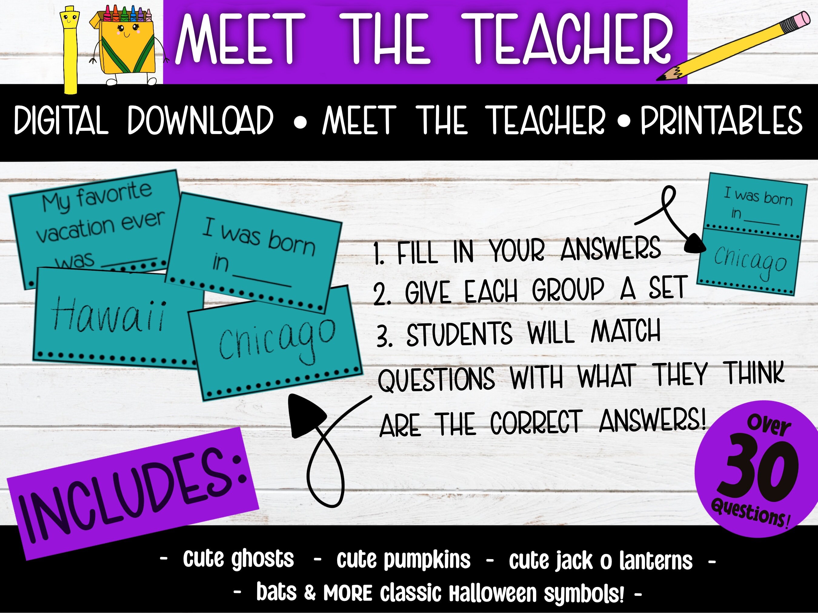 Meet the Teacher - Game - Printable - Ice Breaker - Writing Prompts ...