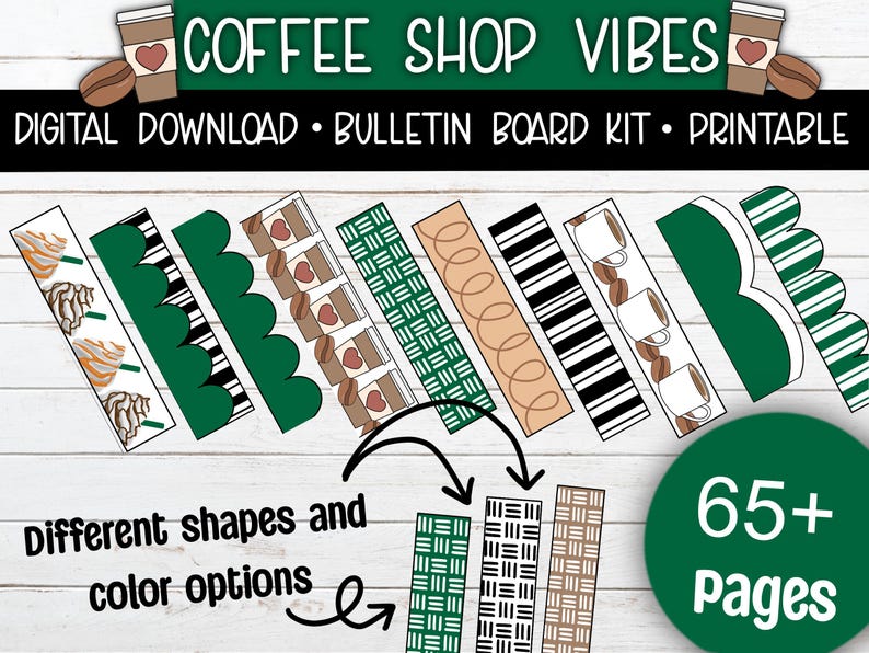 Coffee Shop Bulletin Board Kit - Digital Download - Printable Borders ...