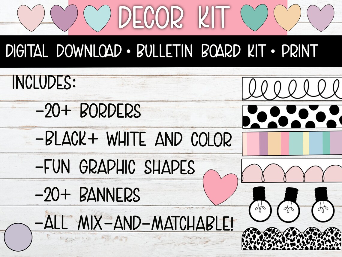 Bulletin Board Decor Kit ~ Banners ~ Borders ~ Digital Download ...