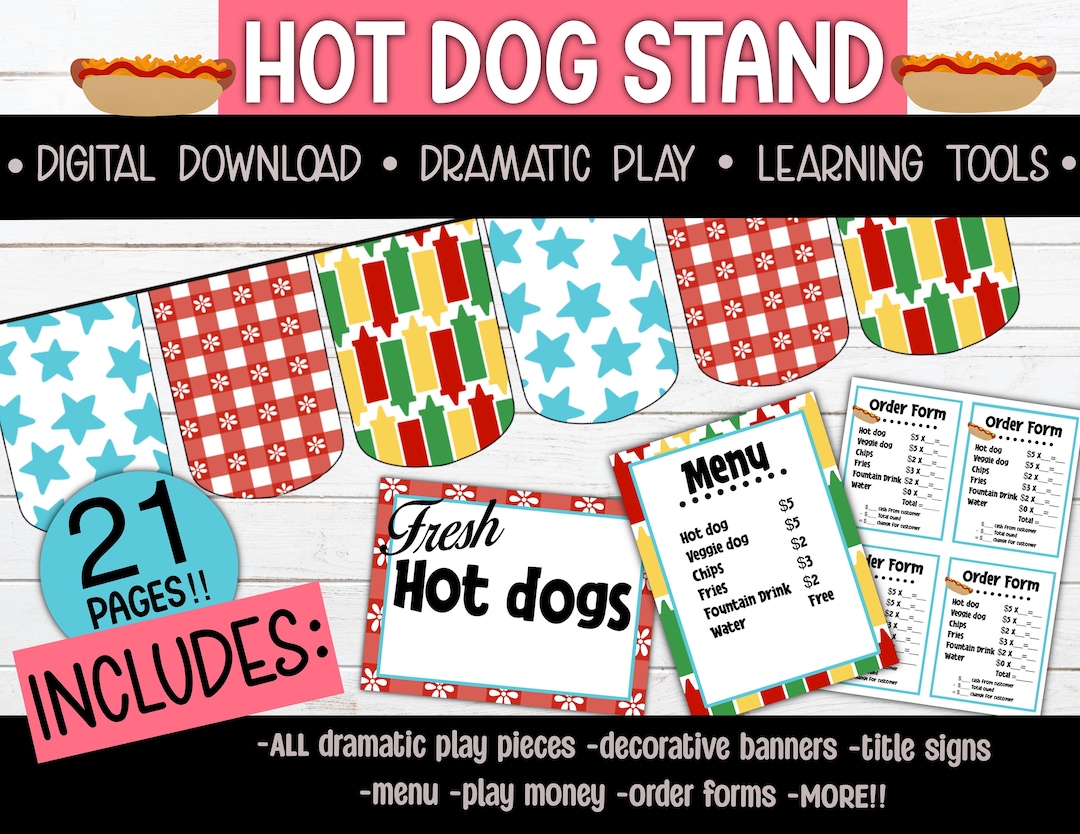 Hot Dog Stand - Dramatic Play Printable - Money - Math Skills - Social ...
