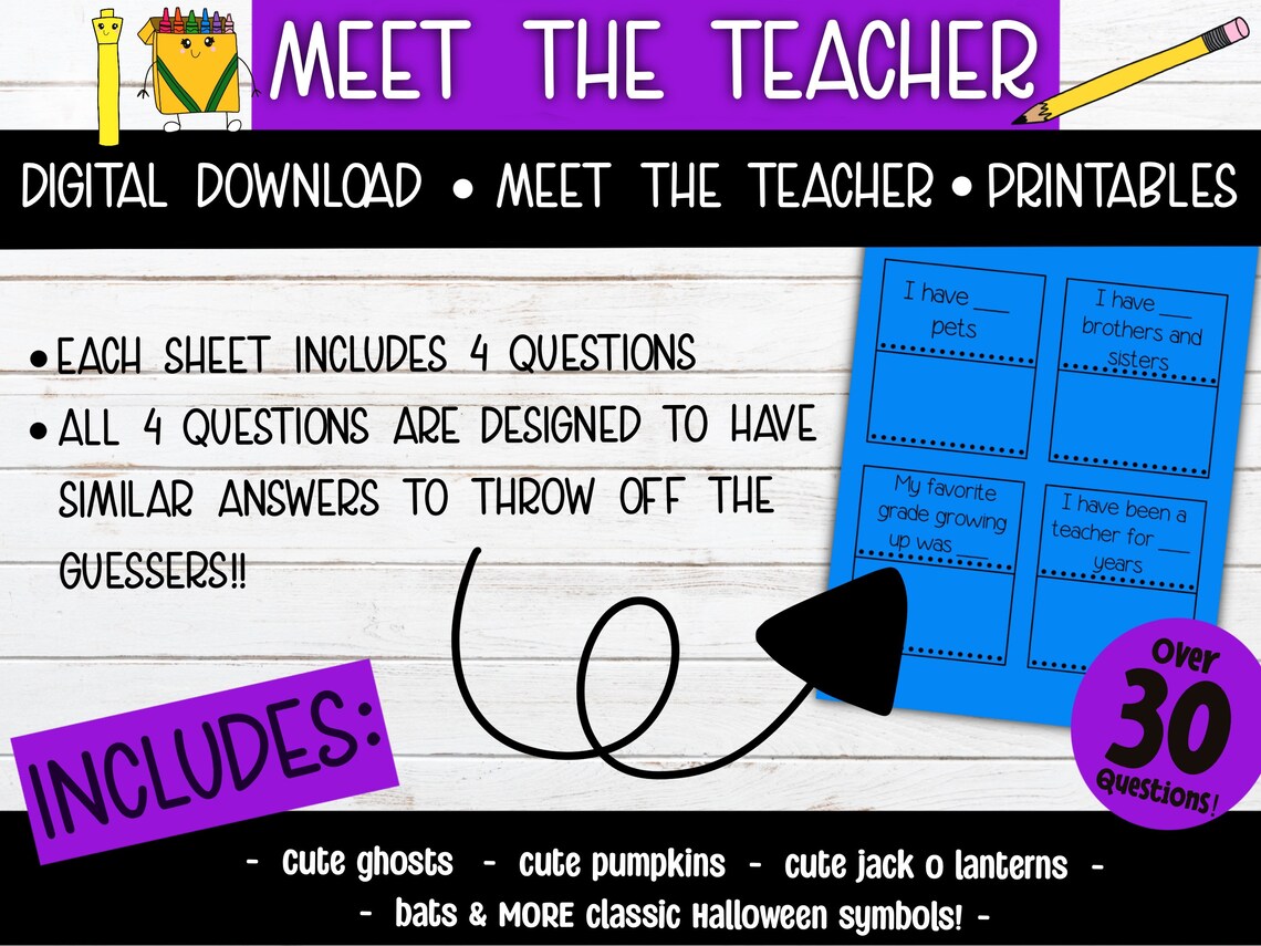 Meet the Teacher - Game - Printable - Ice Breaker - Writing Prompts ...