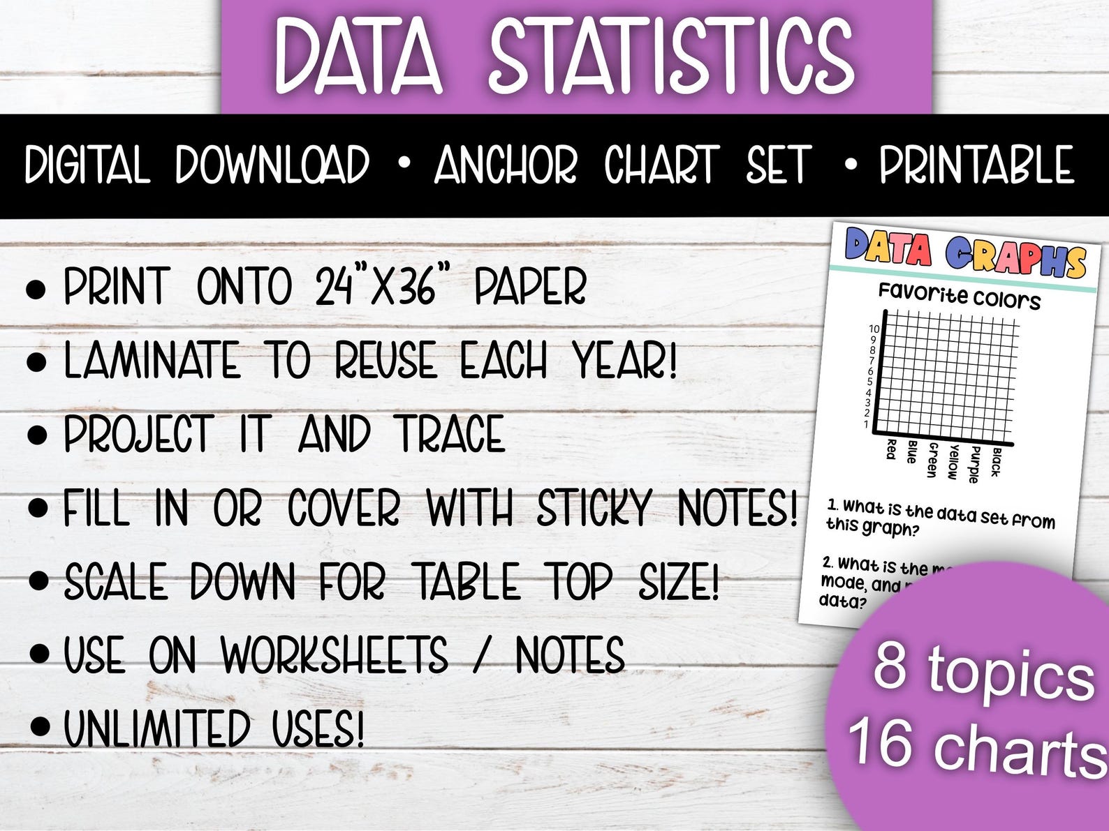 Digital Anchor Chart - Grade 2, 3, 4 - Math - Data Statistics ...