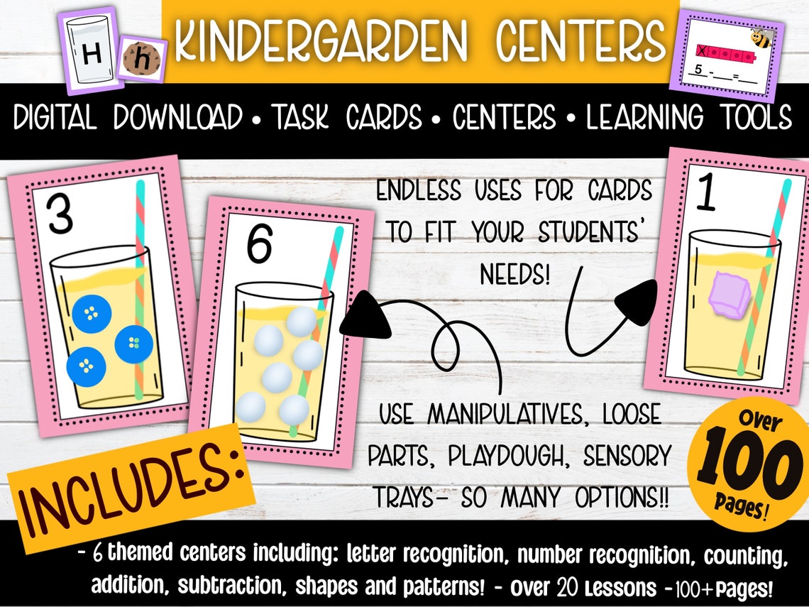 Kindergarden Centers - Task Cards - Letters - Counting - Math ...