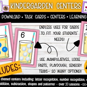 Kindergarden Centers - Task Cards - Letters - Counting - Math ...