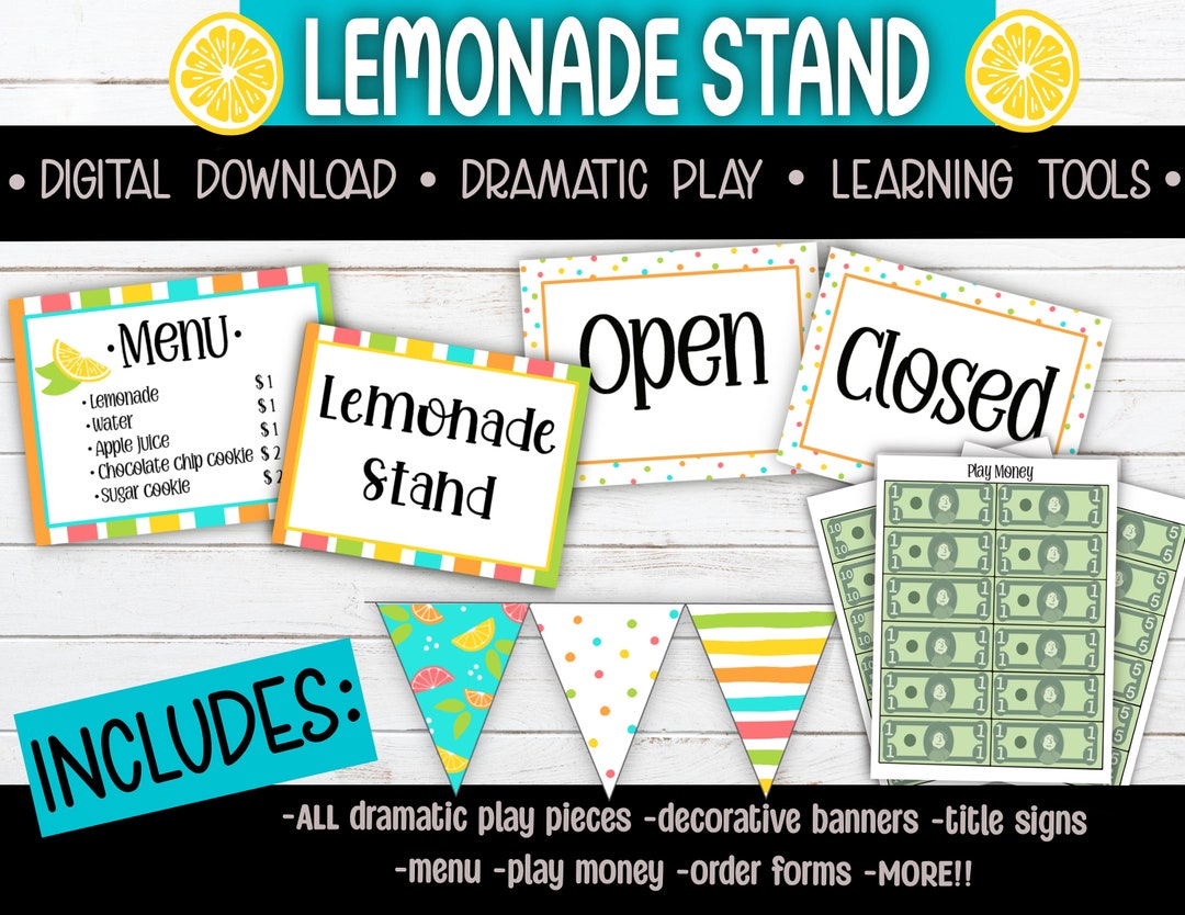 Lemonade Stand Pretend Play - Dramatic Play - Printable - Digital ...