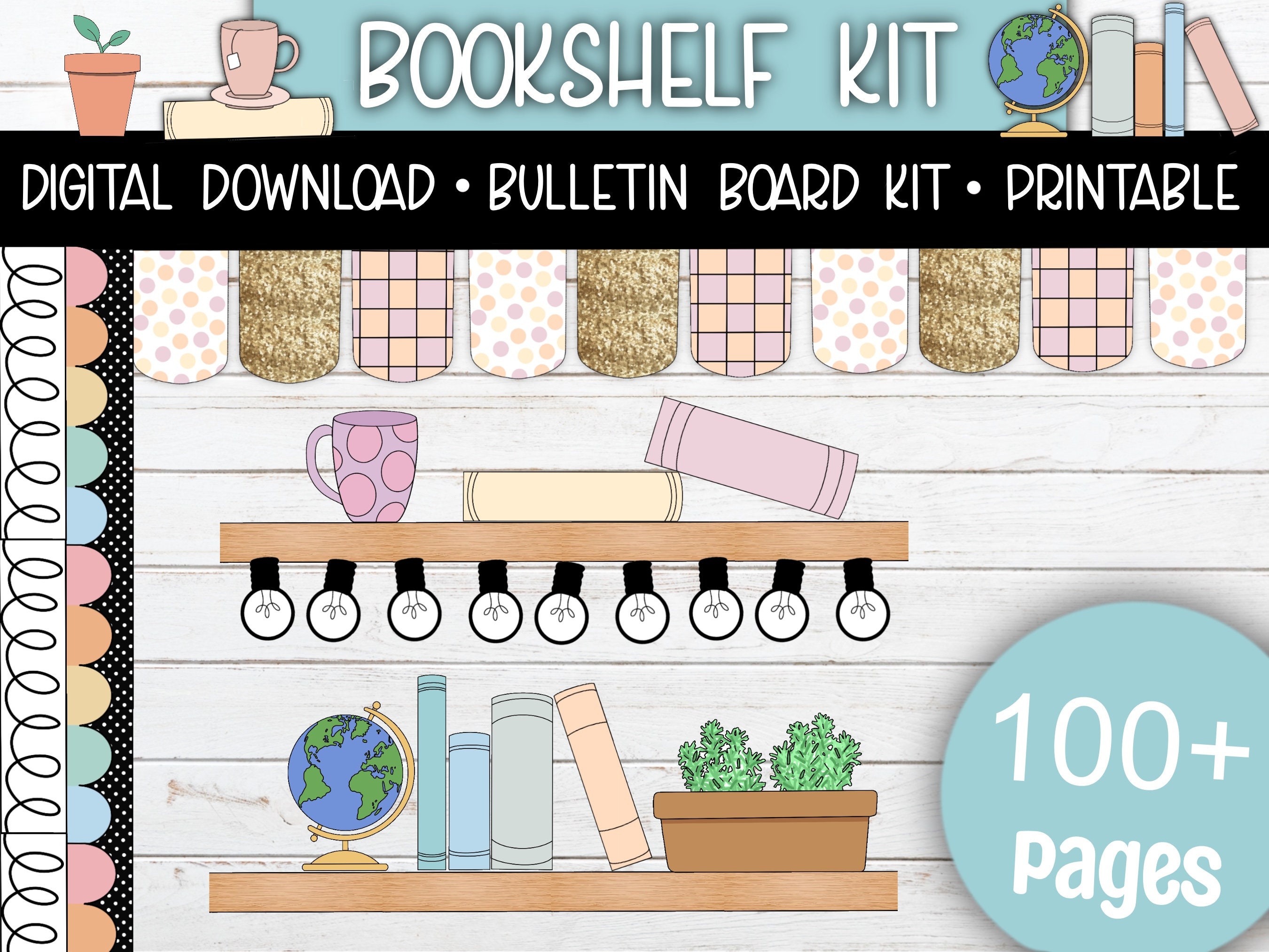Bookshelf Themed Bulletin Board Kit - Digital Download - Borders ...