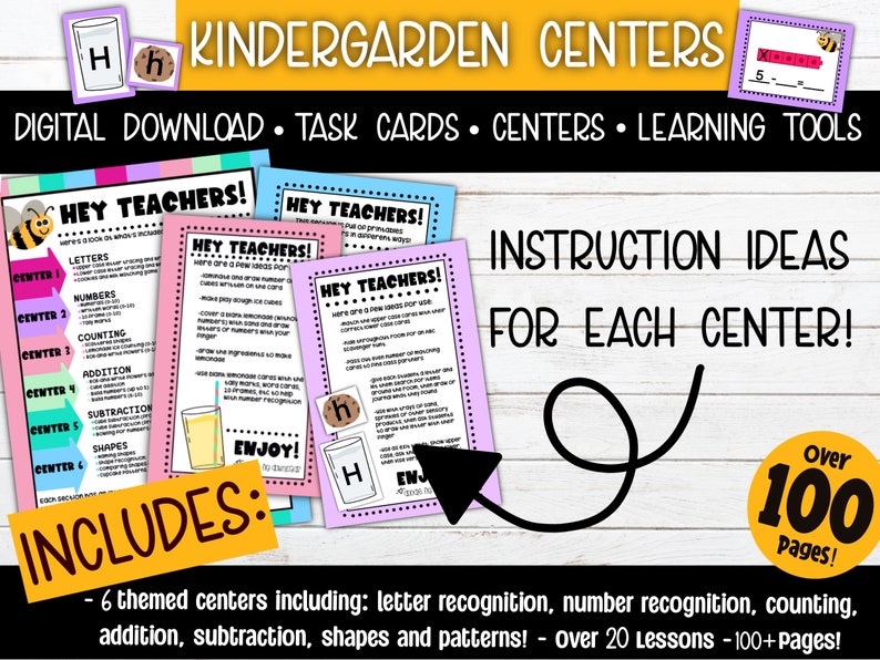 Kindergarden Centers - Task Cards - Letters - Counting - Math ...