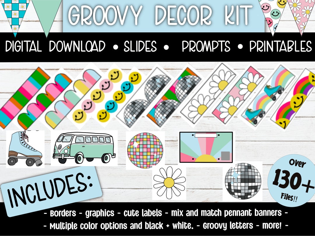 Groovy Bulletin Board Kit - Banners - Boarders - Letters - Graphics ...