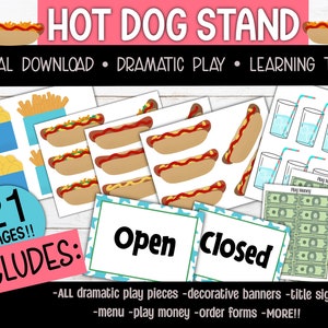 Hot Dog Stand - Dramatic Play Printable - Money - Math Skills - Social ...