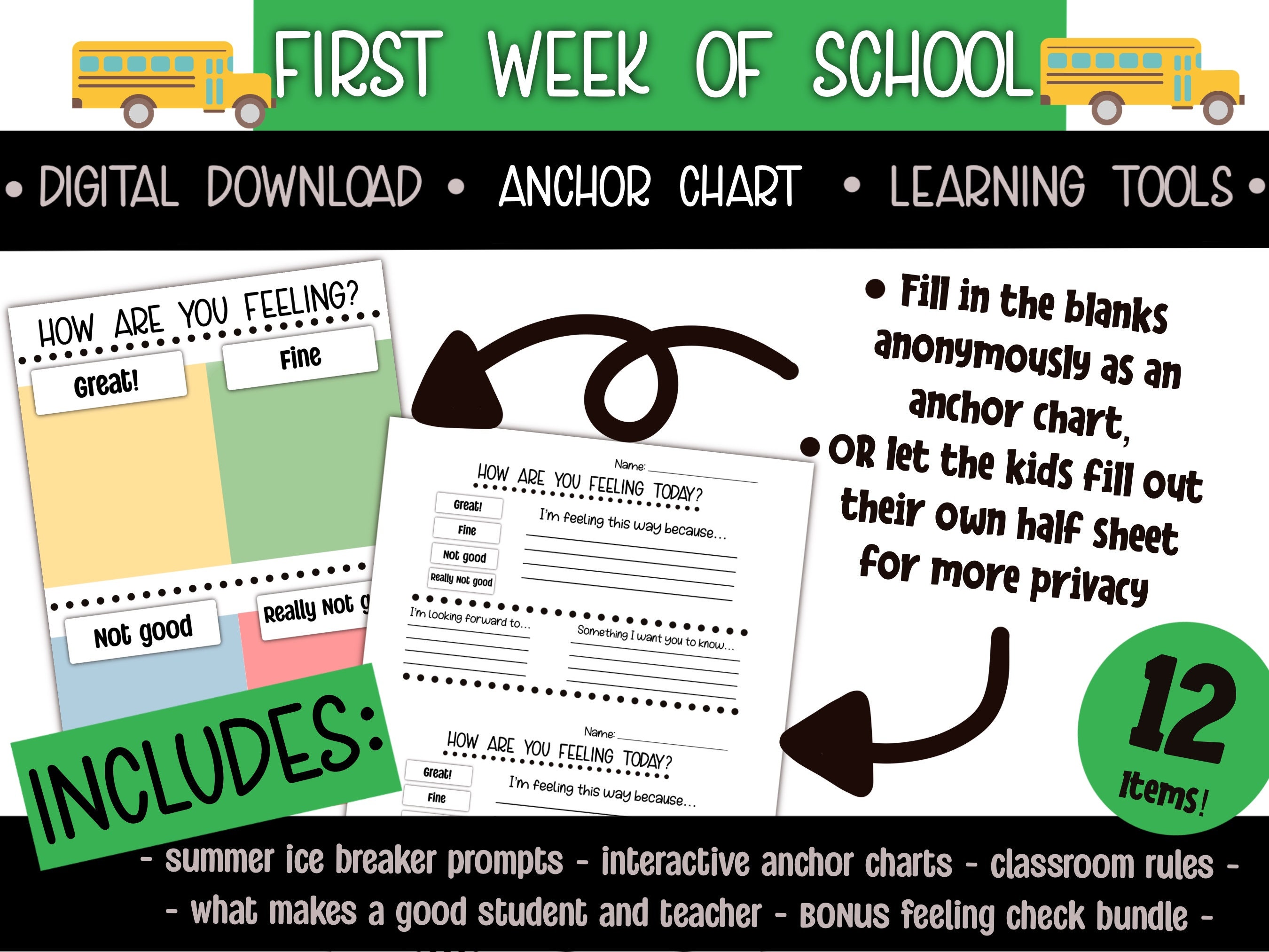 First Week of School Anchor Chart - Ice Breaker - Classroom ...
