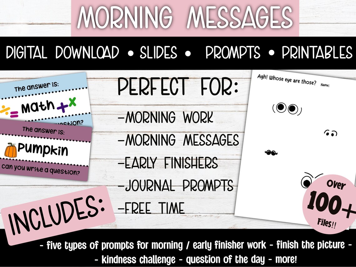 Morning Messages Slides - Early Finishers - Powerpoint - Etsy