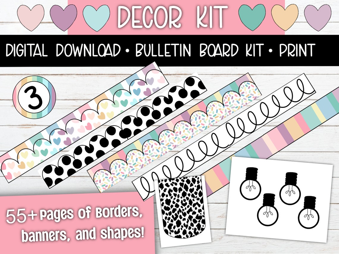 Bulletin Board Decor Kit ~ Banners ~ Borders ~ Digital Download ...