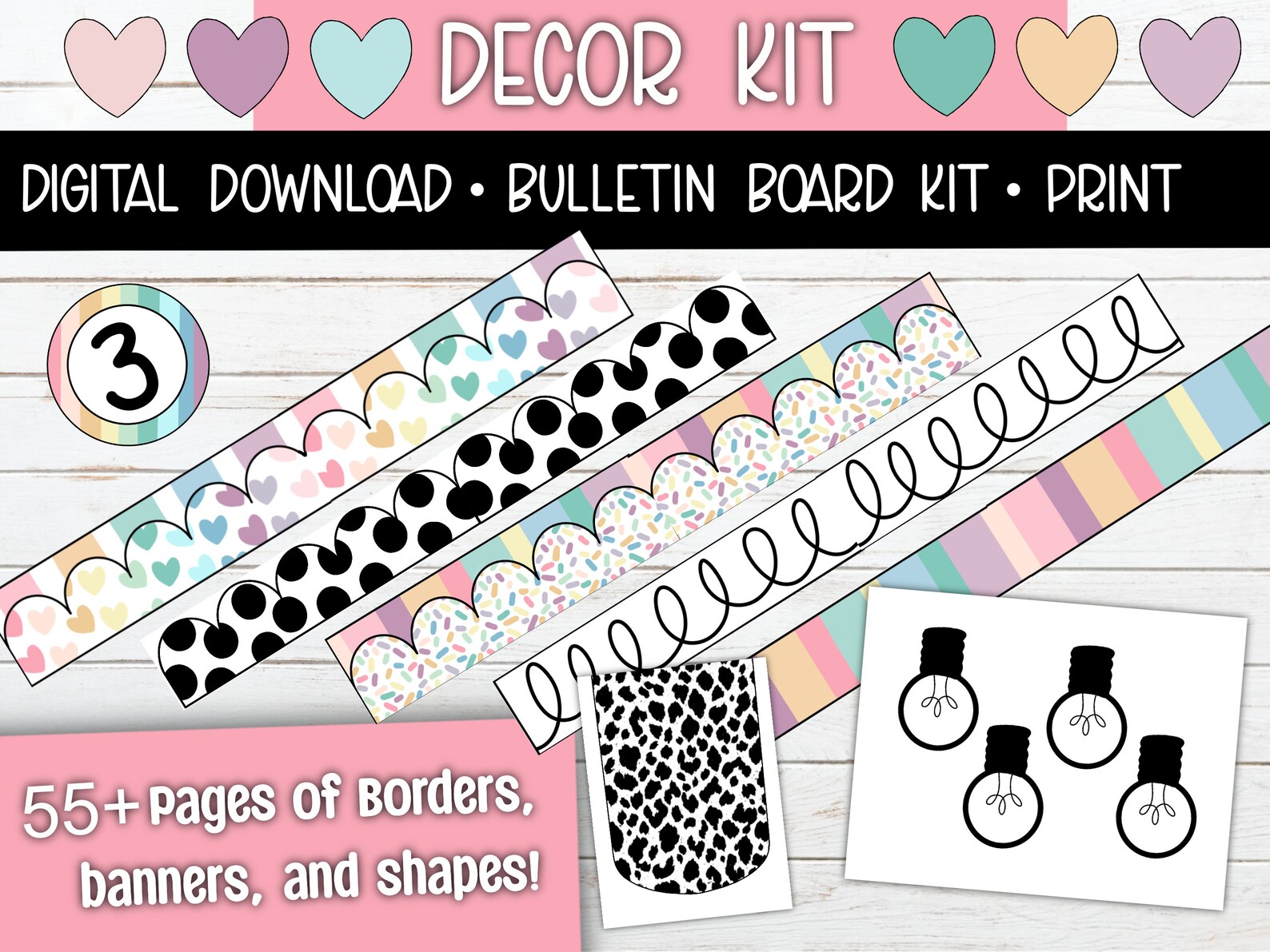 Bulletin Board Decor Kit ~ Banners ~ Borders ~ Digital Download ...