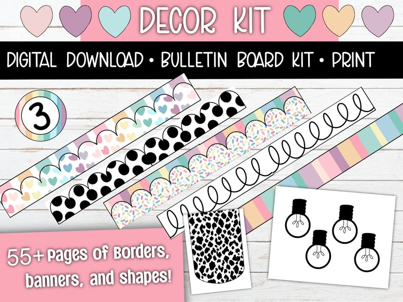 Bulletin Board Decor Kit ~ Banners ~ Borders ~ Digital Download ...