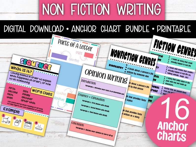 Digital Anchor Chart Bundle 16 Writing Charts Instant Download ...