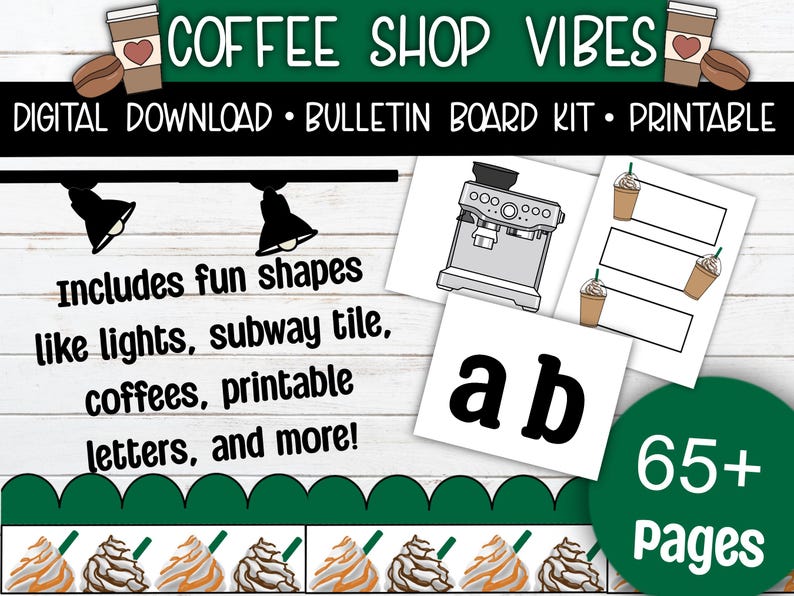 Coffee Shop Bulletin Board Kit - Digital Download - Printable Borders ...