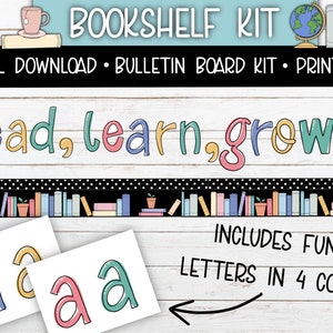 Bookshelf Themed Bulletin Board Kit - Digital Download - Borders ...