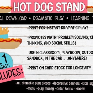 Hot Dog Stand - Dramatic Play Printable - Money - Math Skills - Social ...