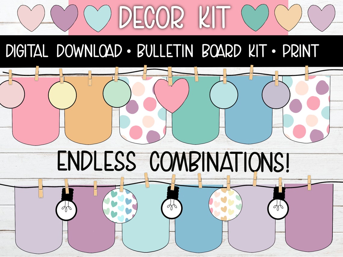 Bulletin Board Decor Kit ~ Banners ~ Borders ~ Digital Download ...