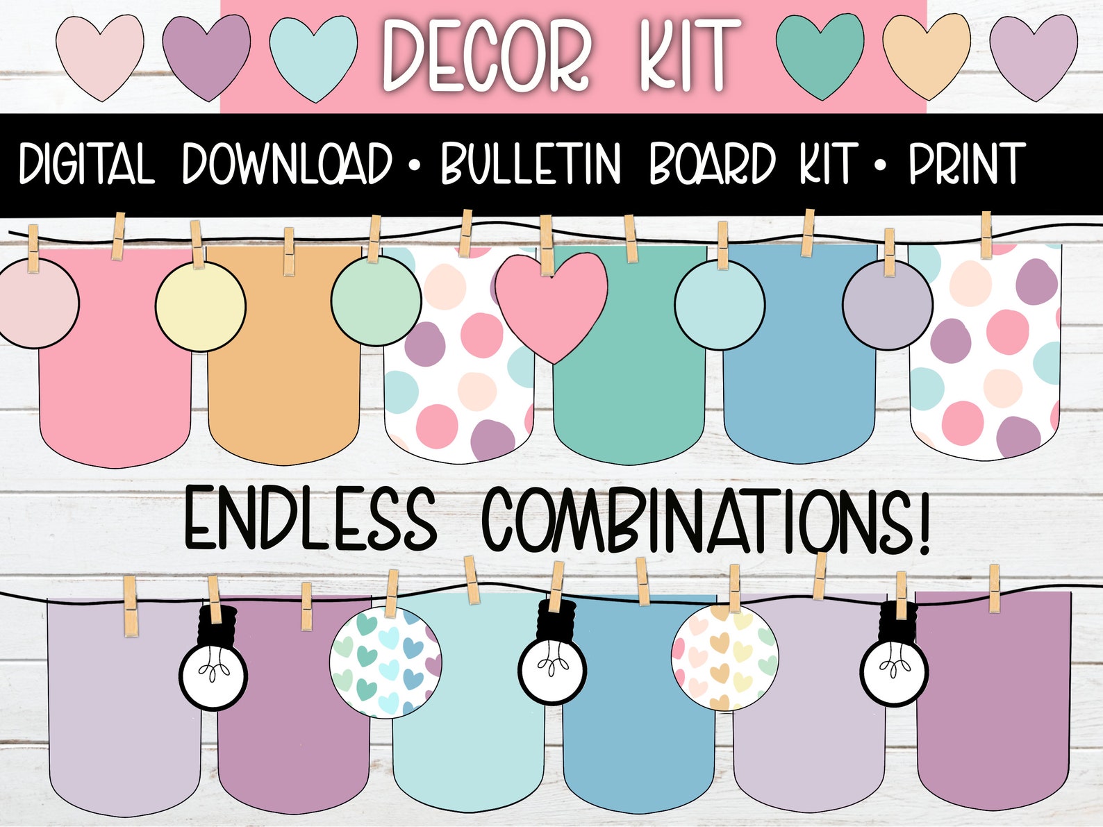 Bulletin Board Decor Kit ~ Banners ~ Borders ~ Digital Download ...