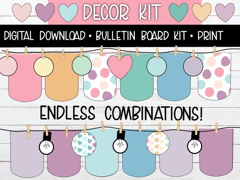 Bulletin Board Decor Kit ~ Banners ~ Borders ~ Digital Download ...