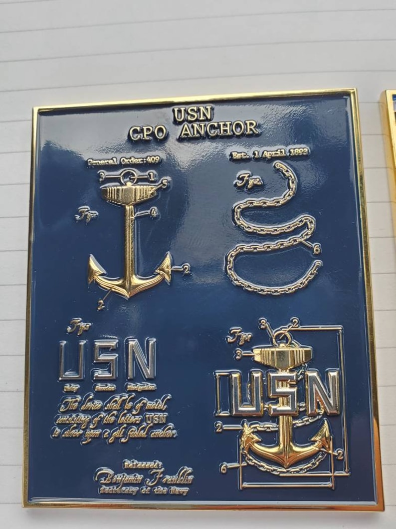 US Navy Chief Petty Officer Blue Print Challenge Coin CPO SCPO Mcpo ...