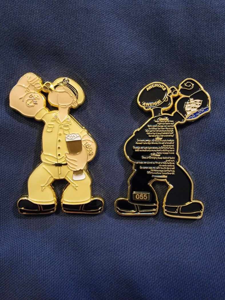 Chief Petty Officer POPEYE Challenge Coin With Anchors Aweigh on Back ...