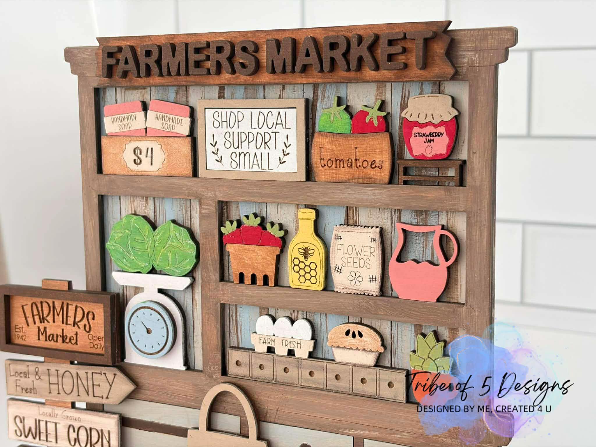 Farmers Market Hutch Shelf Sitter Tiered Tray Signs Svgs | Hutch Shelf ...