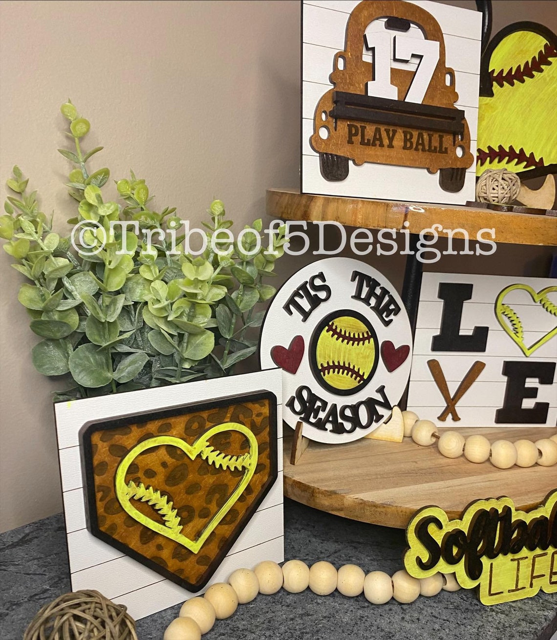 Softball Tiered Tray Svg | Softball Tier Tray Signs Svg | Softball ...