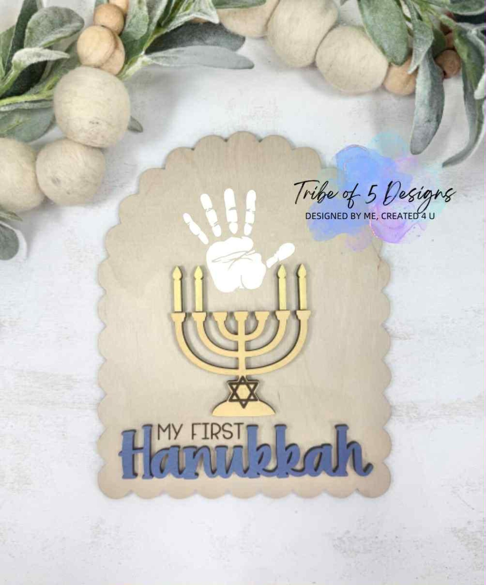 My First Hanukkah Handprint Sign Svg | My First Hanukkah DIY Sign Svg ...