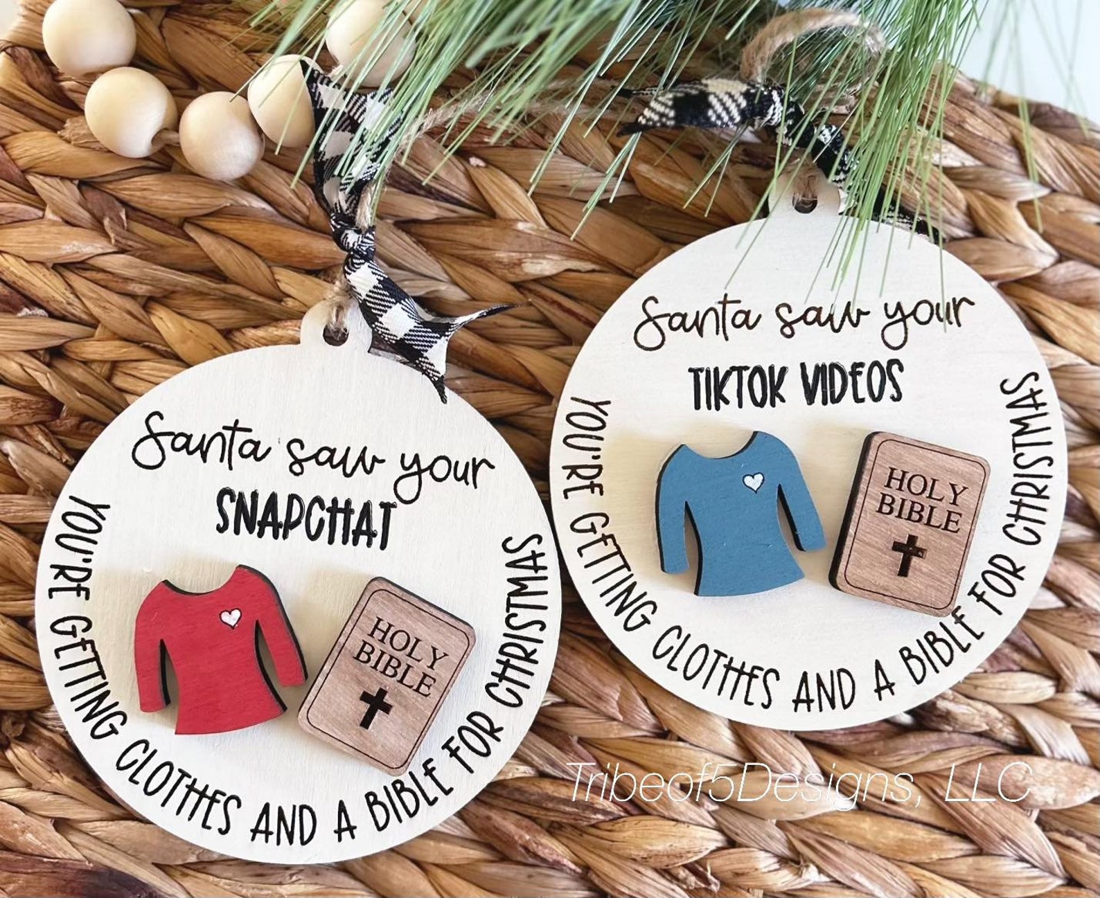 Funny Ornaments Svg Santa Saw Your Snapchat Svg Laser Ornaments Svg ...