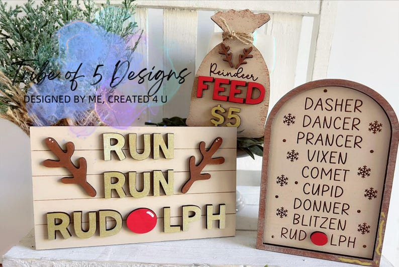 Rudolph Tiered Tray Svg | Rudolph Signs Svg | Rudolph Shelf Sitters Svg ...