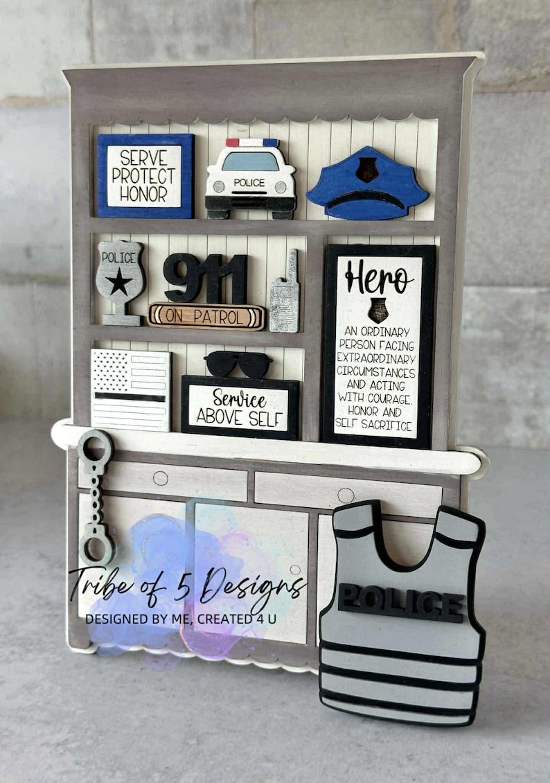 Police Hutch Shelf Sitter Svg | Police Officer Shelf Sitter Signs Svg ...