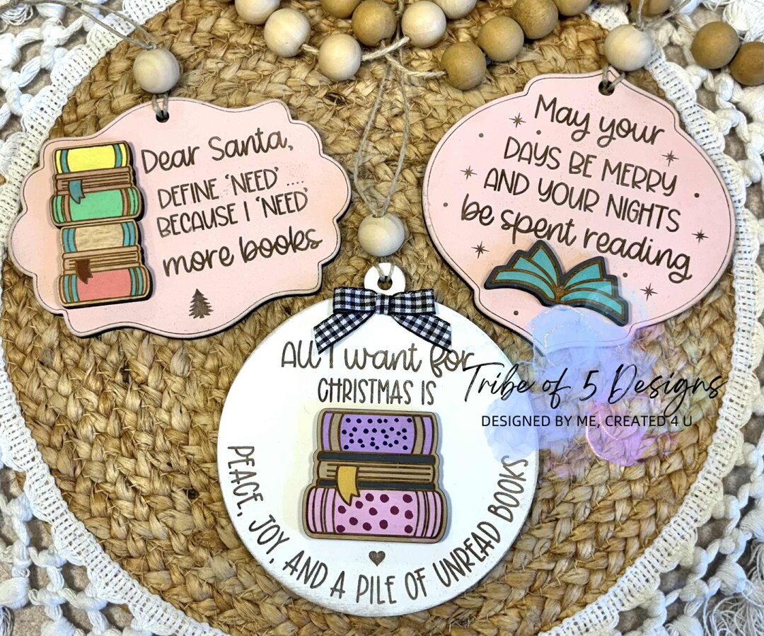 Book Lover Ornaments Svg | Bookworm Ornaments Svg | Book Ornaments Svg ...