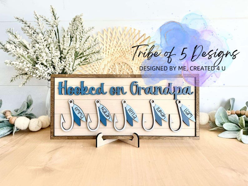 Personalized Dad Fishing Sign Svg | Hooked on Dad Signs Svg ...