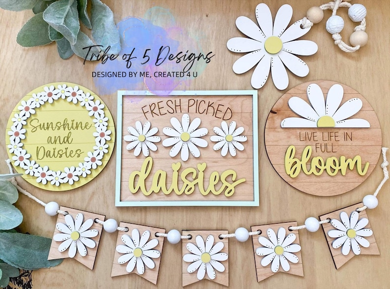 Daisy Tiered Tray Svg | Daisy Shelf Sitter Svgs | Spring Tiered Tray ...
