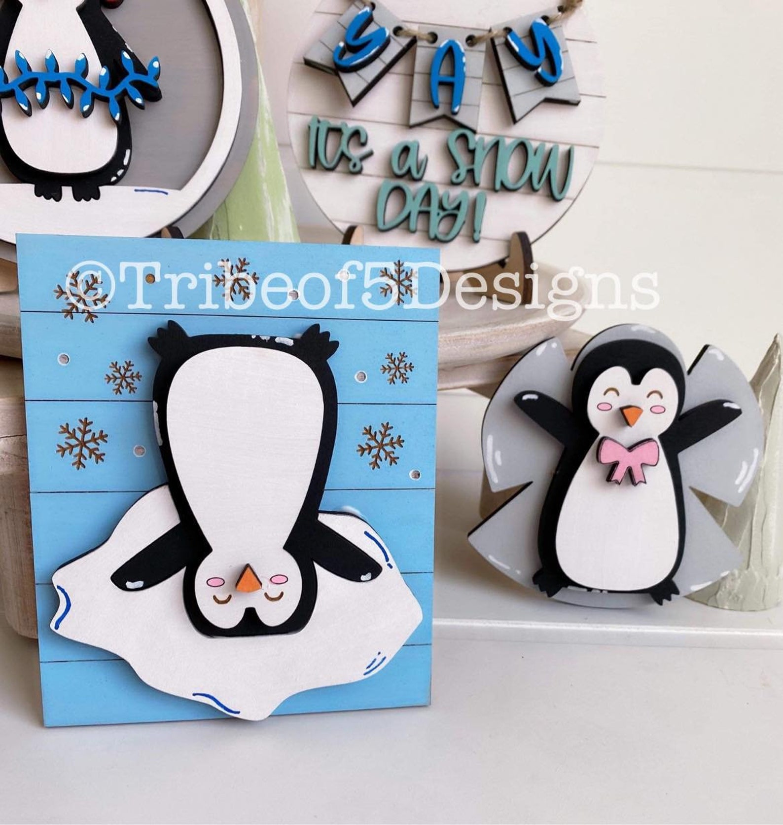 Winter Tiered Tray Svg | Penguin Tiered Tray Svg | Penguin Tier Tray ...