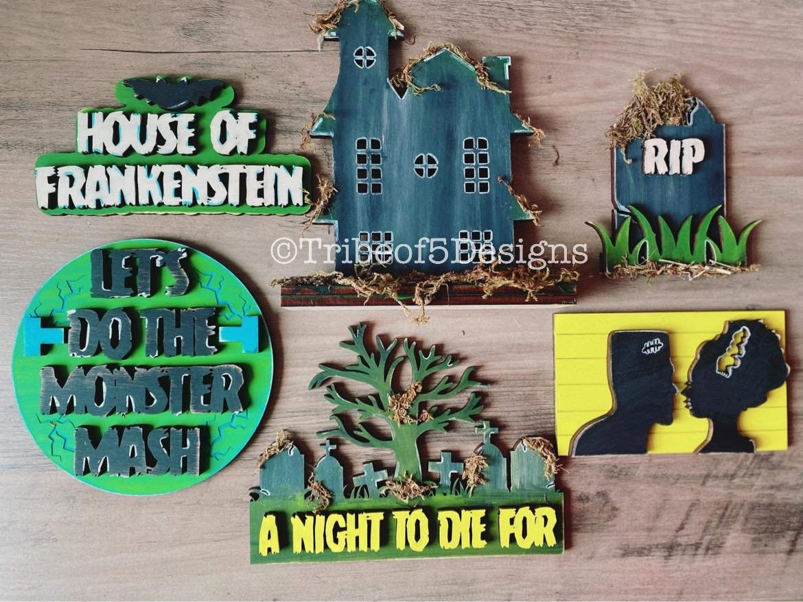 Frankenstein Tiered Tray Svg Frankenstein Signs Svg - Etsy