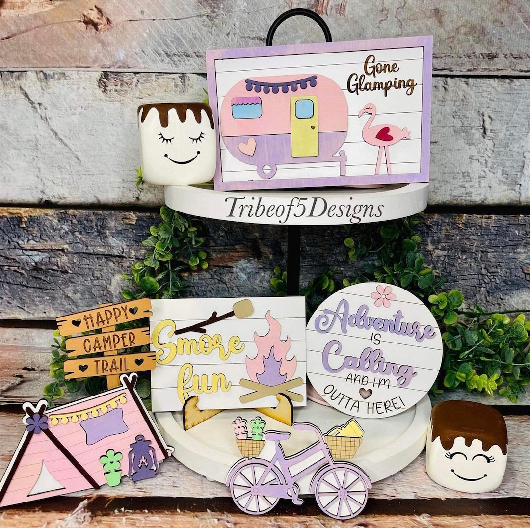 Camping Tiered Tray Svg | Happy Camper Tiered Tray Svg | Glamping ...