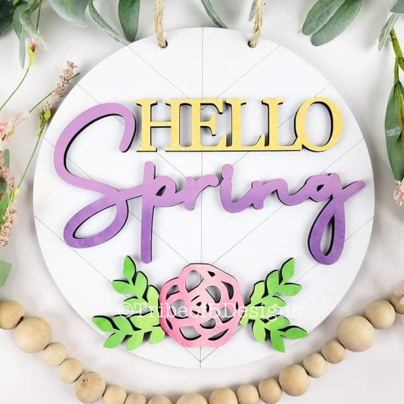 Spring Door Sign Svg Spring Door Hang Svg Hello Spring | Etsy