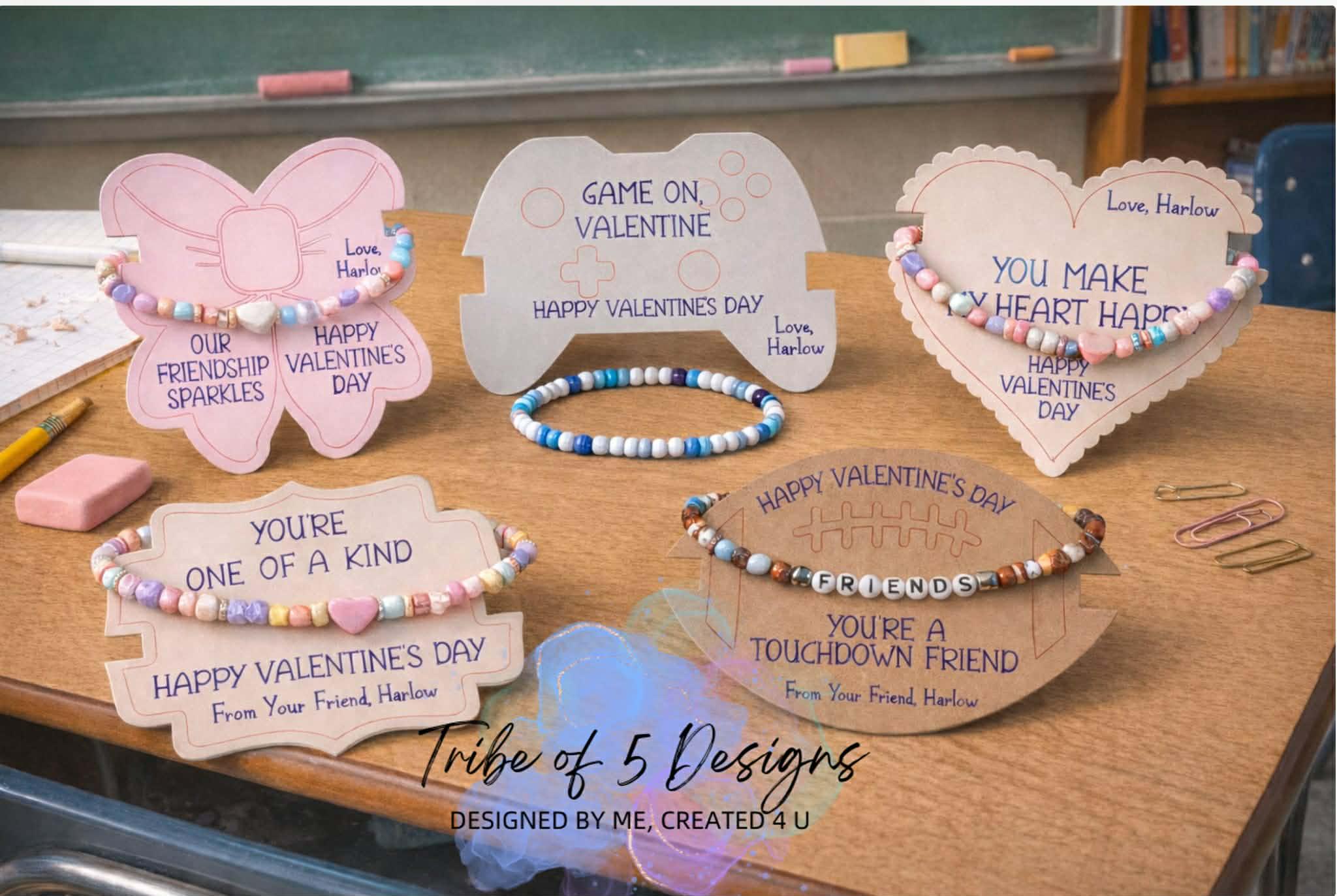 Kids Valentines Day School Cards Friendship Bracelet Holder Svg Digital ...
