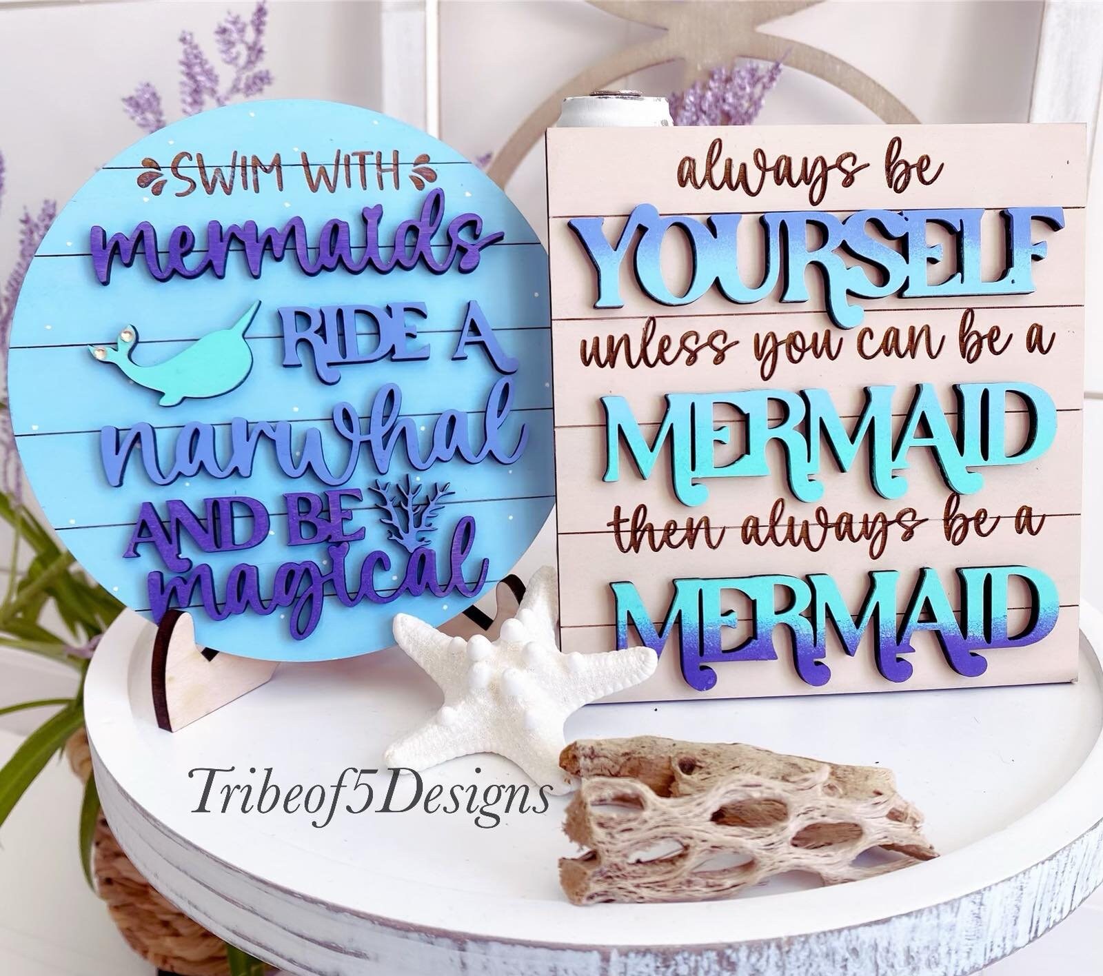 Mermaid Tiered Tray Svg | Mermaid Tier Tray Svg | Mermaid Signs Svg ...