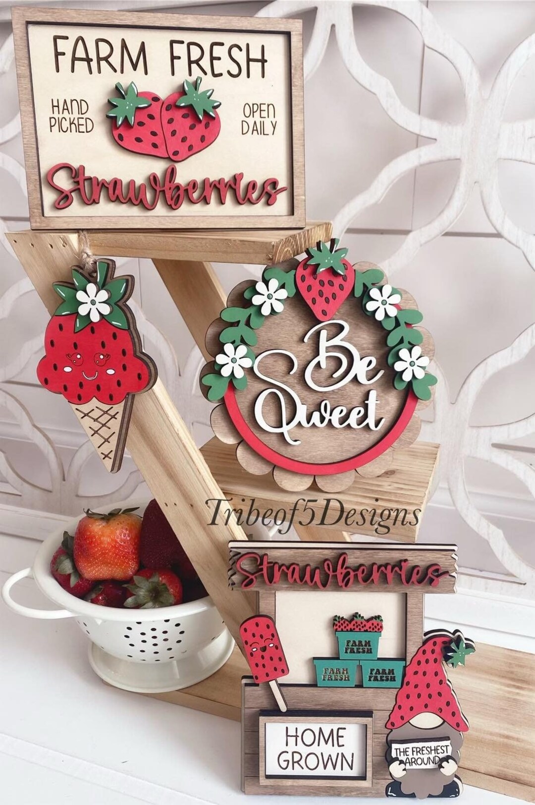 Strawberry Tiered Tray Svg | Gnome Tiered Tray Svg | Strawberry Farm ...
