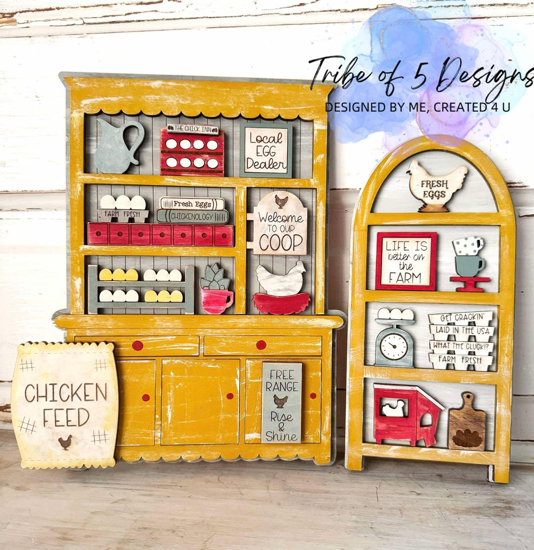 Chicken Hutch Shelf Sitters Svg | Chicken Signs Svg | Chicken Shelf ...