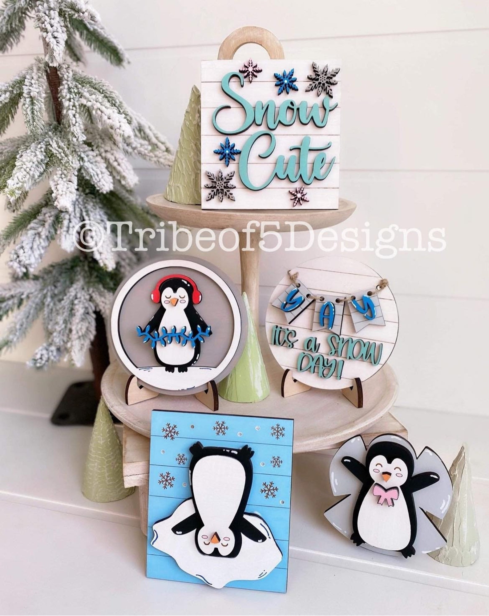 Winter Tiered Tray Svg | Penguin Tiered Tray Svg | Penguin Tier Tray ...
