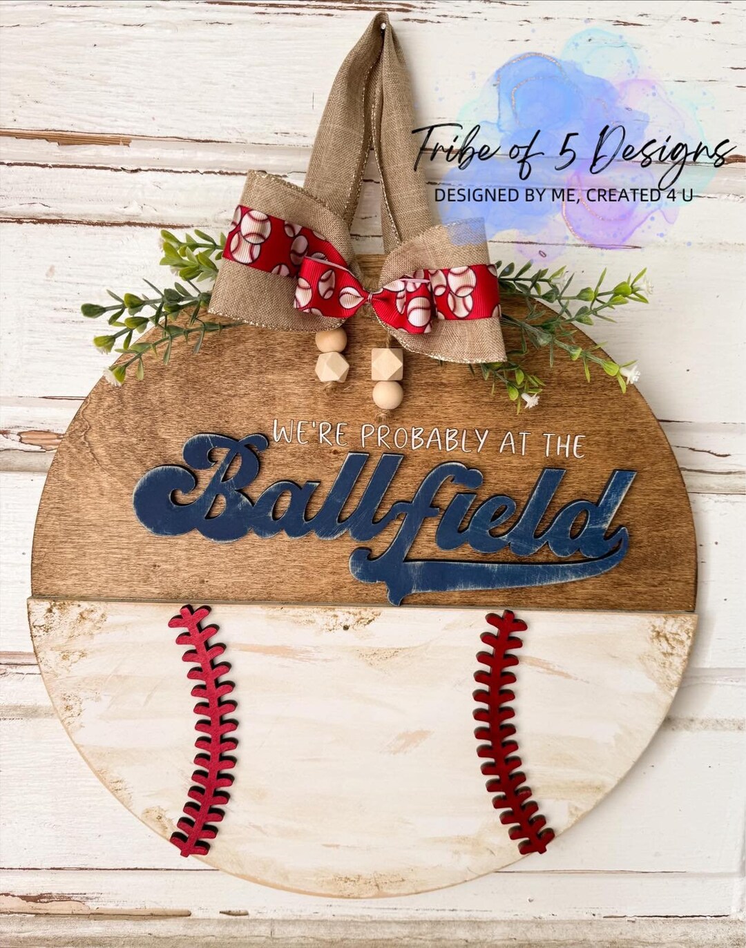 Baseball Front Door Hangers Svg | We're Probably at the Ballfield Door ...