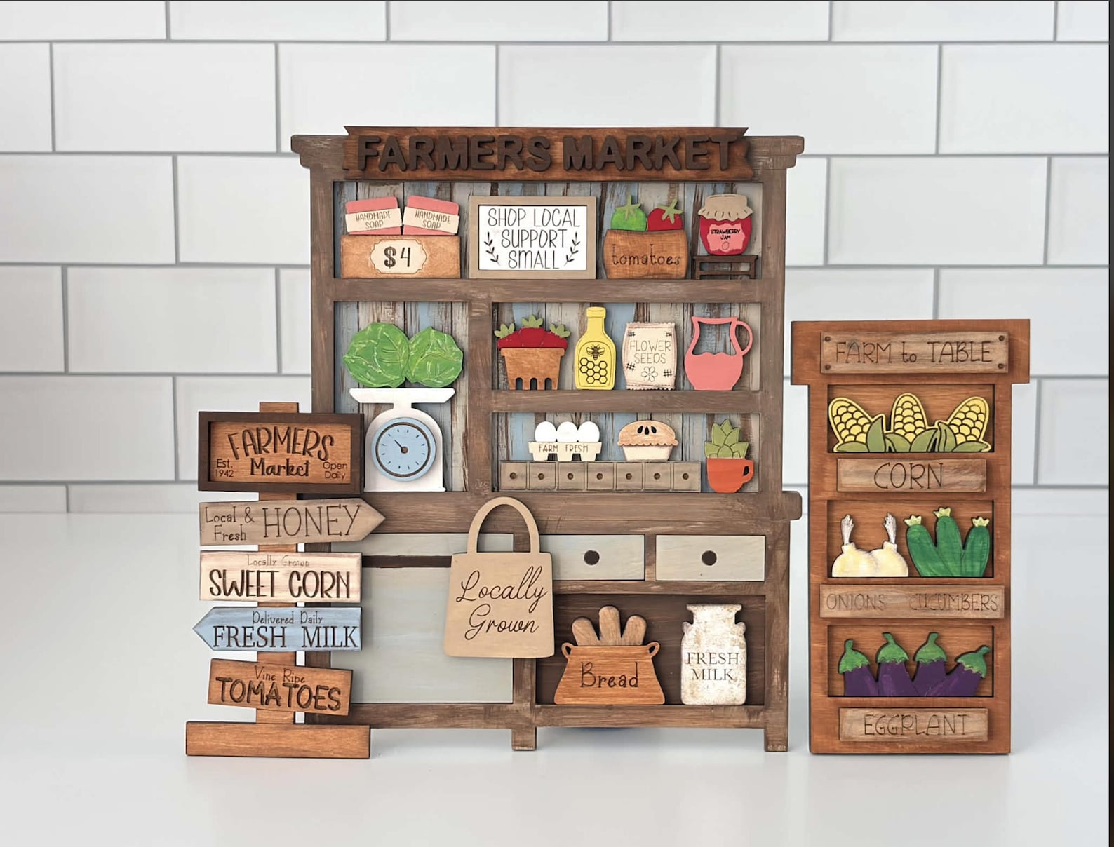 Farmers Market Hutch Shelf Sitter Tiered Tray Signs Svgs | Hutch Shelf ...